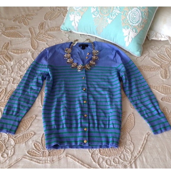 J. Crew | Sweaters | Jcrew Jackie Striped Cardigan Sweater Gold Button ...